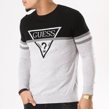 Guess - Pull M82R14Z1PV0 Gris Chiné Noir - LaBoutiqueOfficielle.com