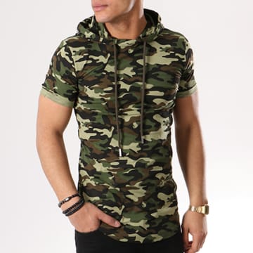 Sixth June - Tee Shirt Capuche Oversize M3219CTS Vert Kaki Camouflage ...