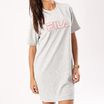 Fila - Robe Manches Courtes Velours Femme Luna 2.0 682137 Gris Chiné ...