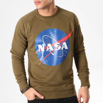 NASA - Sweat Crewneck Insignia Front Vert Kaki - LaBoutiqueOfficielle.com