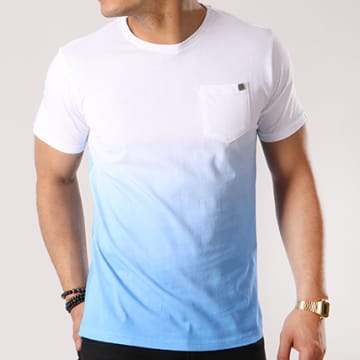 The Fresh Brand - Tee Shirt Poche SHTF871 Blanc Dégradé Bleu Clair ...