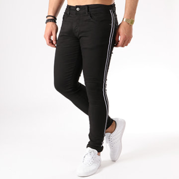 Project X Paris - Jean Skinny Bandes Brodées 88180033 Noir Blanc ...