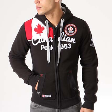 Canadian Peak - Sweat Zippé Capuche Patchs Brodés Gailor Noir ...