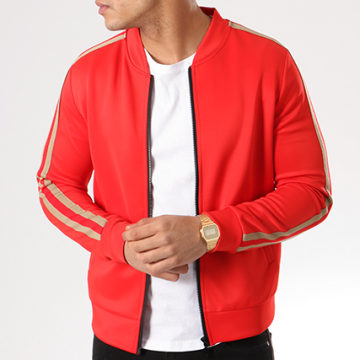 Uniplay - Veste Zippée Bandes Brodées UPG02 Rouge Beige - Ryses