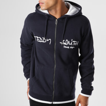 Teddy Smith - Sweat Zippé Capuche Giclass Bleu Marine ...