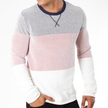 Esprit - Pull 088CC2I006 Bleu Marine Ecru Rouge Chiné ...
