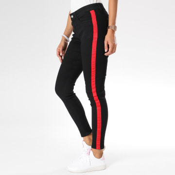 Sixth June - Jean Femme Skinny Avec Bande W3546HDE Noir Rouge - LaBoutiqueOfficielle.com