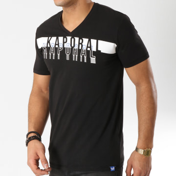 Kaporal - Tee Shirt Col V Molco Noir - LaBoutiqueOfficielle.com