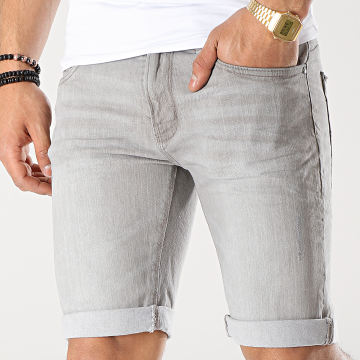 Indicode Jeans - Short Jean Kaden Gris Clair - LaBoutiqueOfficielle.com