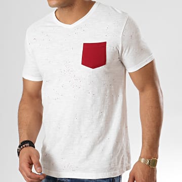 La Maison Blaggio - Tee Shirt Poche Meparili Blanc Chiné Bordeaux ...