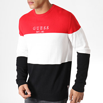 Guess - Pull M93R23Z2EO0 Rouge Blanc Noir - LaBoutiqueOfficielle.com