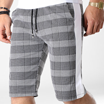 MTX - Short Jogging A Carreaux Avec Bandes TM0180 Gris Blanc ...