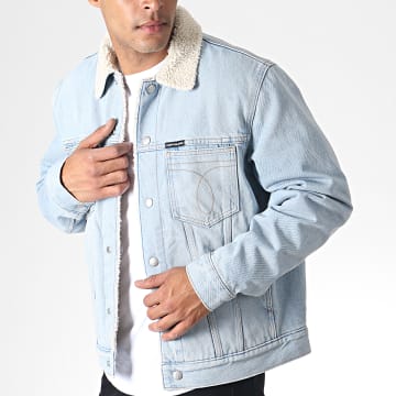Calvin Klein - Veste Jean Col Mouton 2432 Bleu Clair ...