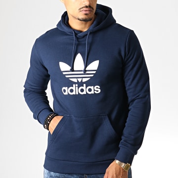 Adidas Originals - Sweat Capuche Trefoil EJ9682 Bleu Marine Blanc - Ryses