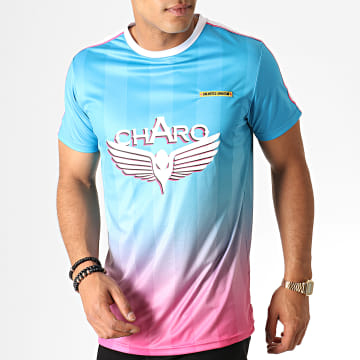 Charo - Tee Shirt A Bandes Avec Dégradé Vice City WY4783 Bleu Rose ...