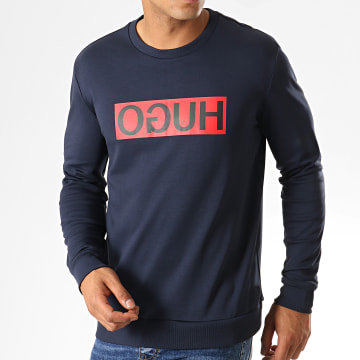 HUGO - Sweat Crewneck Reverse Logo Dicago 194 50414126 Bleu Marine ...
