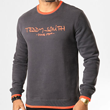 Teddy Smith - Sweat Crewneck Siclass Gris Anthracite Corail ...