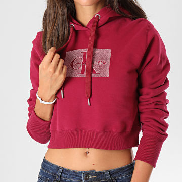 Calvin Klein - Sweat Capuche Crop Femme Distressed Monogram 2247 ...