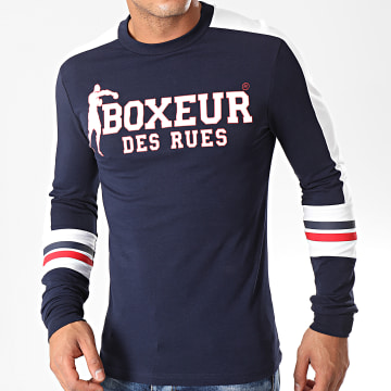 Boxeur Des Rues - Tee Shirt Manches Longues A Bandes 20160L Bleu Marine ...