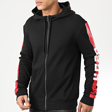 HUGO - Sweat Zippé Capuche A Bandes Reverse Logo Dalz 50421654 Noir ...