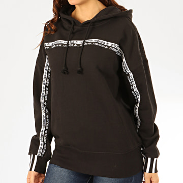 Adidas Originals - Sweat Capuche Femme A Bandes FM2501 Noir Blanc ...