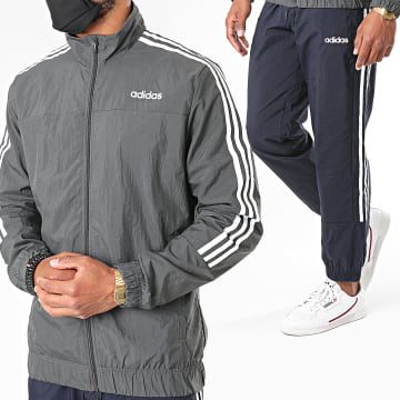 adidas - Ensemble De Survêtement A Bandes GD5490 Gris Bleu Marine ...