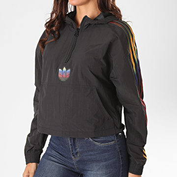 Adidas Originals - Coupe-Vent Femme Crop A Bandes GD2262 Noir ...