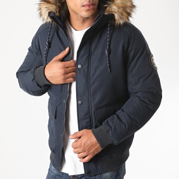 Jack And Jones - Bomber Fourrure Sky Bleu Marine - Ryses