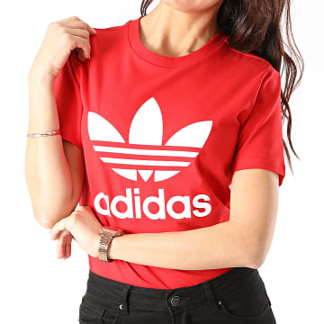 Adidas Originals - Tee Shirt Femme Trefoil GN2902 Rouge ...