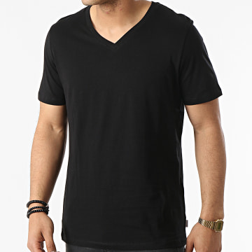 Jack And Jones - Tee Shirt Col V Plain Noir - LaBoutiqueOfficielle.com