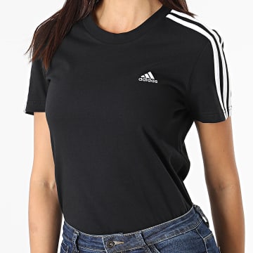 Adidas Originals - Tee Shirt Femme A Bandes 3 Stripes GL0784 Noir ...