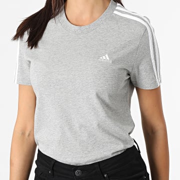 Adidas Sportswear - Tee Shirt Femme A Bandes 3 Stripes GL0785 Gris ...