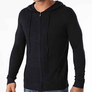 KZR - Pull Capuche Zippé LD-69010 Bleu Marine - LaBoutiqueOfficielle.com