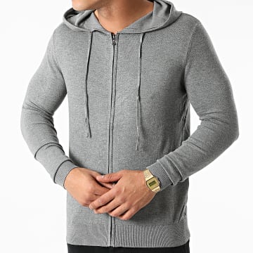 KZR - Pull Capuche Zippé LD-69010 Gris Chiné - LaBoutiqueOfficielle.com