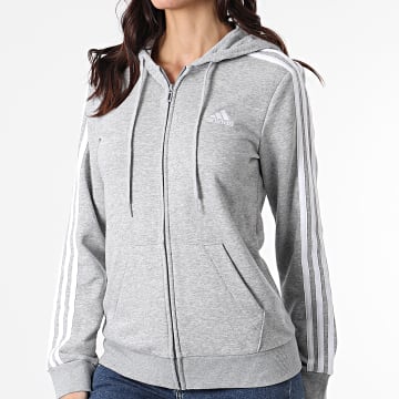 Adidas Sportswear - Sweat Capuche Zippé Femme GL0802 Gris Chiné ...