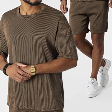 Frilivin - Ensemble Tee Shirt Et Short Jogging BM1516 Marron ...