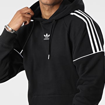 Adidas Originals - Sweat Capuche A Bandes HK7309 Noir ...