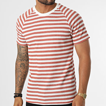 Classic Series - Tee Shirt A Rayures LM283 Rouge Brique Blanc ...