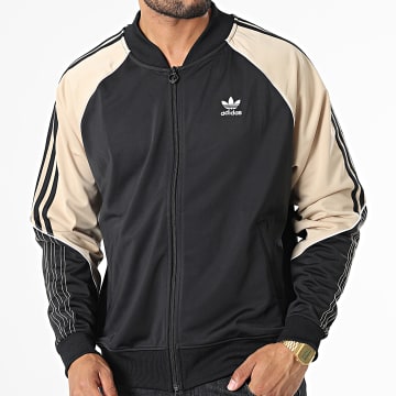 Adidas Originals - Veste Zippée A Bandes Tricot SST HI3000 Noir Beige ...