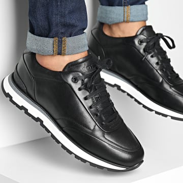 BOSS - Baskets Cuir Arigon Runner 50466891 Black - LaBoutiqueOfficielle.com