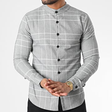 Frilivin - Chemise Manches Longues Col Mao Gris Chiné ...