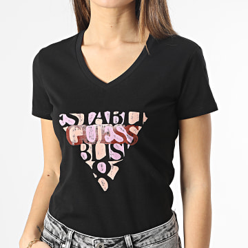 Guess - Tee Shirt Femme Col V W3RI59-J1314 Noir - LaBoutiqueOfficielle.com