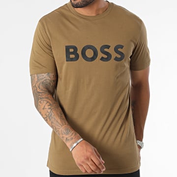 BOSS - Tee Shirt Thinking 50481923 Marron Clair - LaBoutiqueOfficielle.com