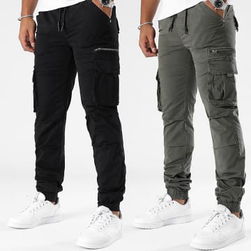 LBO - Lot De 2 Pantalons Cargo 0388 0390 Noir Gris Anthracite ...