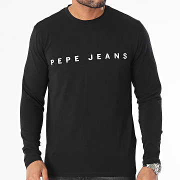 Pepe Jeans - Tee Shirt Manches Longues Logo Noir - LaBoutiqueOfficielle.com