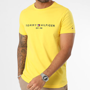 Tommy Hilfiger - Tee Shirt Slim Logo 1797 Jaune - LaBoutiqueOfficielle.com