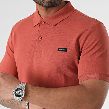 Calvin Klein - Polo Manga Corta Stretch Piqué Slim 1196 Rojo Ladrillo ...