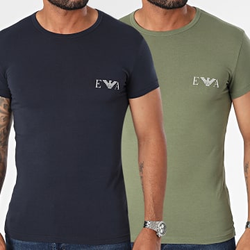 Emporio Armani - Lot De 2 Tee Shirts 111670-4F715 Bleu Marine Vert Kaki ...