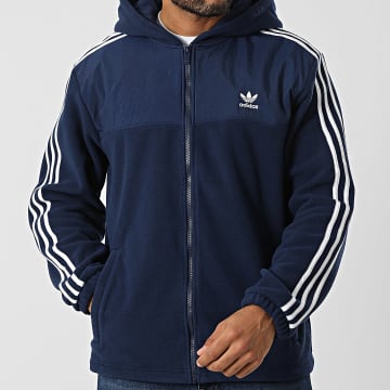 Adidas Originals - Sweat Zippé Capuche Polaire A Bandes Fleece IZ2486 ...