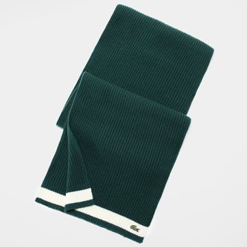 Lacoste - Bufanda Logo Cocodrilo Bordado Verde Botella Blanco - Ryses